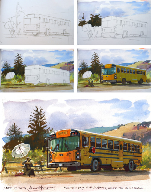 Gurney Journey: School Bus: Step-By-Step in Gouache