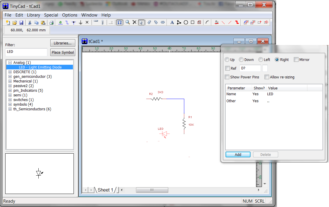 Électronique en amateur: Réaliser des schémas de circuit avec TinyCAD