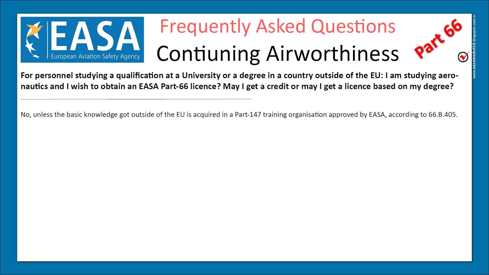 Aviation Legislation: EASA Part 66 Frequently Asked Questions