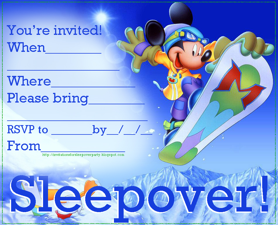 INVITATIONS FOR SLEEPOVER PARTY