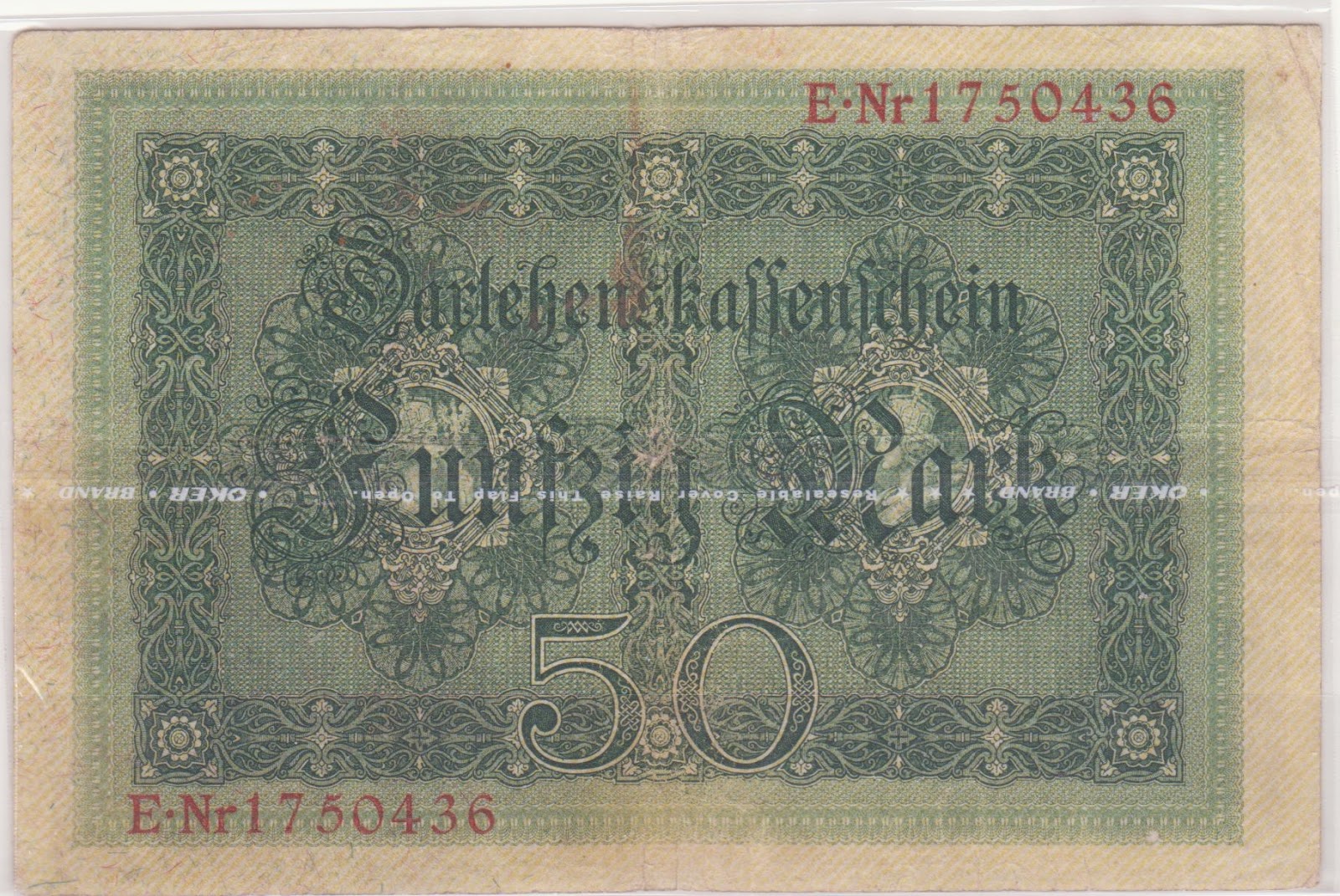 Collectible Items For Sale: German Note 1
