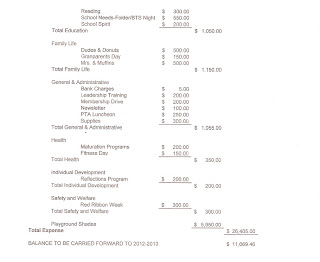 Panorama Elementary PTA: PTA Budget