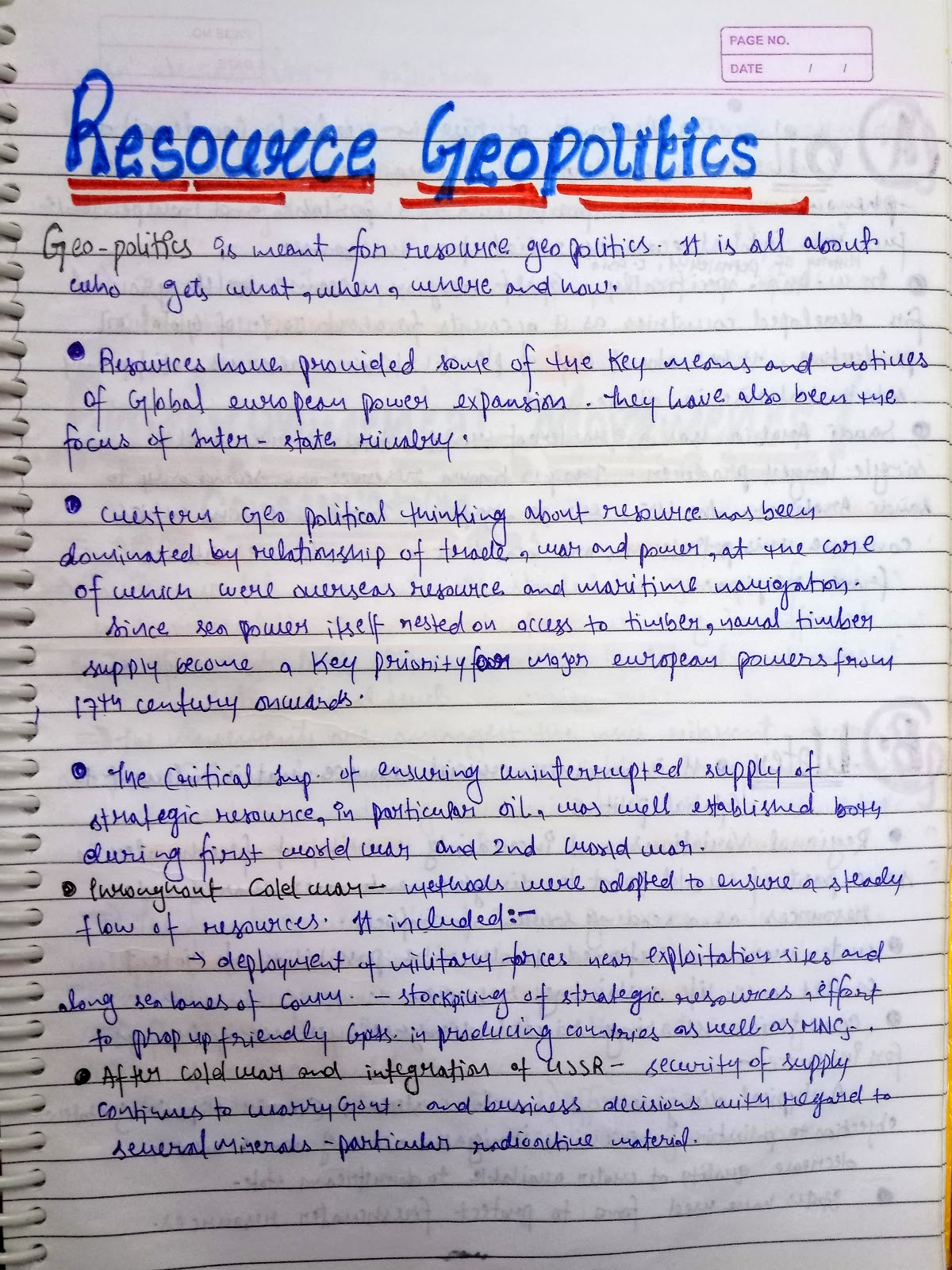 hand written notes of Environment and Natural Resources- [political ...