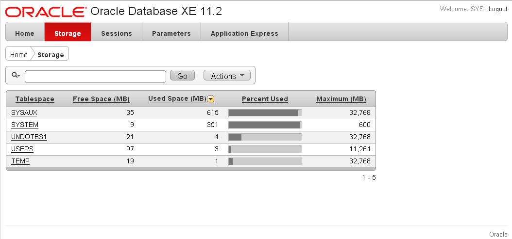 Oracle Express Edition XE-11gr2 Screen Shorts