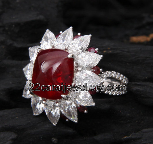 Large Square Ruby and Diamond Ring - Jewellery Designs