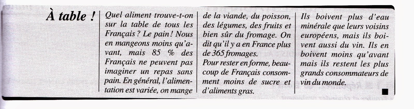 La classe de fle A1: Mardi 9 décembre