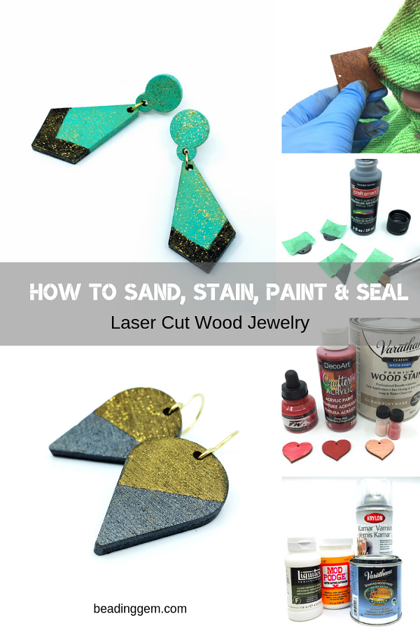 How to Sand, Stain, Paint and Seal Laser Cut Jewelry Designs / The ...