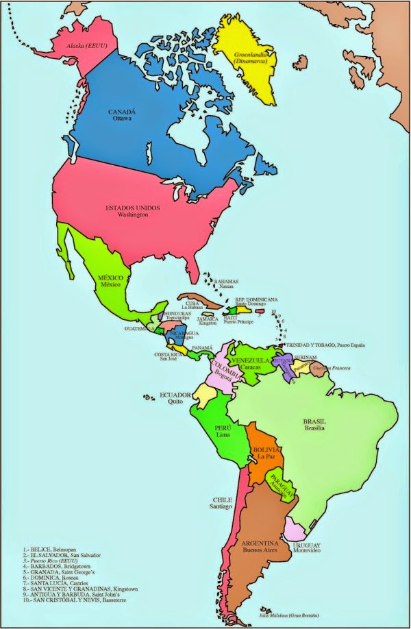 El rincón de quinto: MAPA POLÍTICO DE AMÉRICA