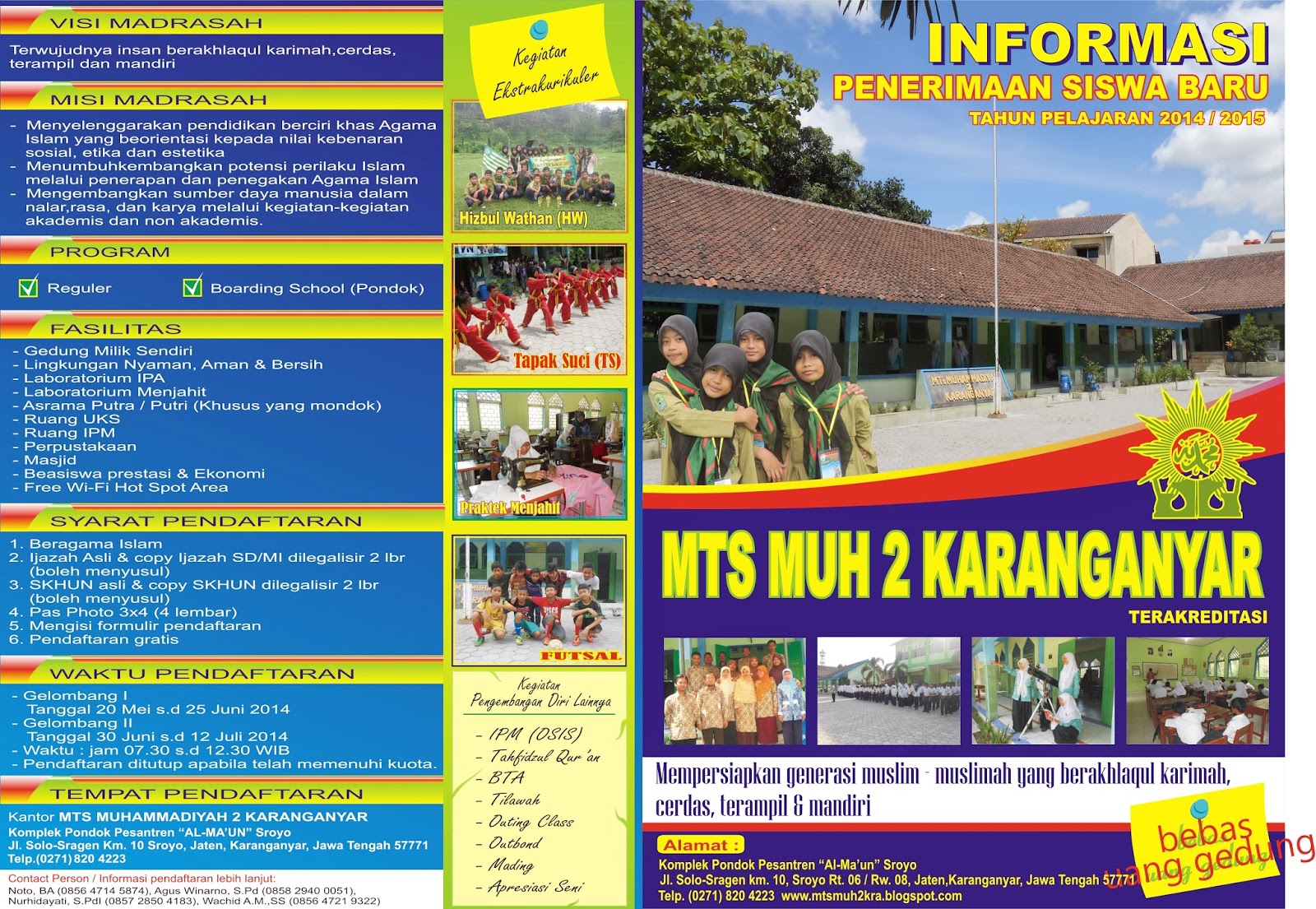 TOKO ANDI: Brosur MTs Muhammadiyah 2 karanganyar