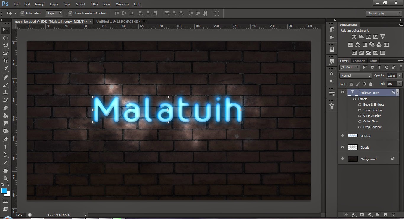 Cara Membuat Neon Text Effect ~ Azzam Heranur