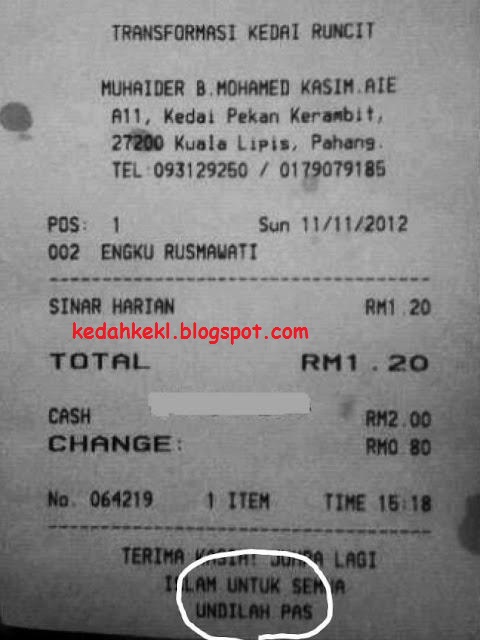 Wajib Simpan Resit ini Untuk Ke Sorga PAS? ~ Keris 7 Lok