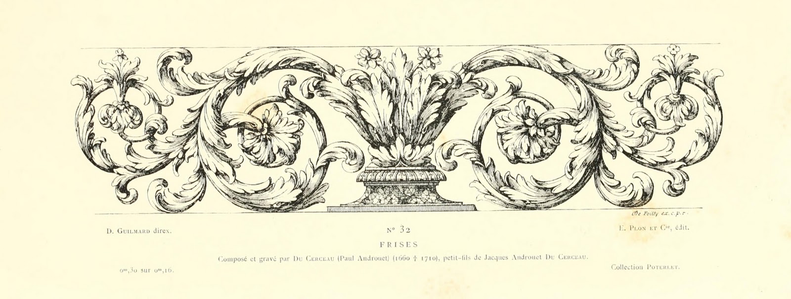 Vintage Ephemera: Engraving; French Floral Flourish, 1880