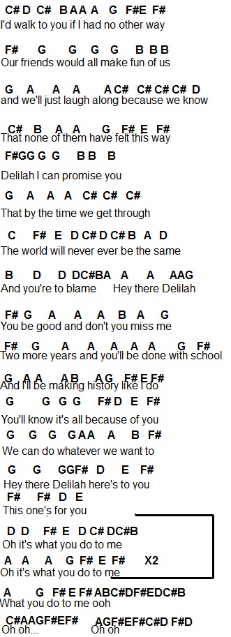 Flute Sheet Music: Hey There Delilah