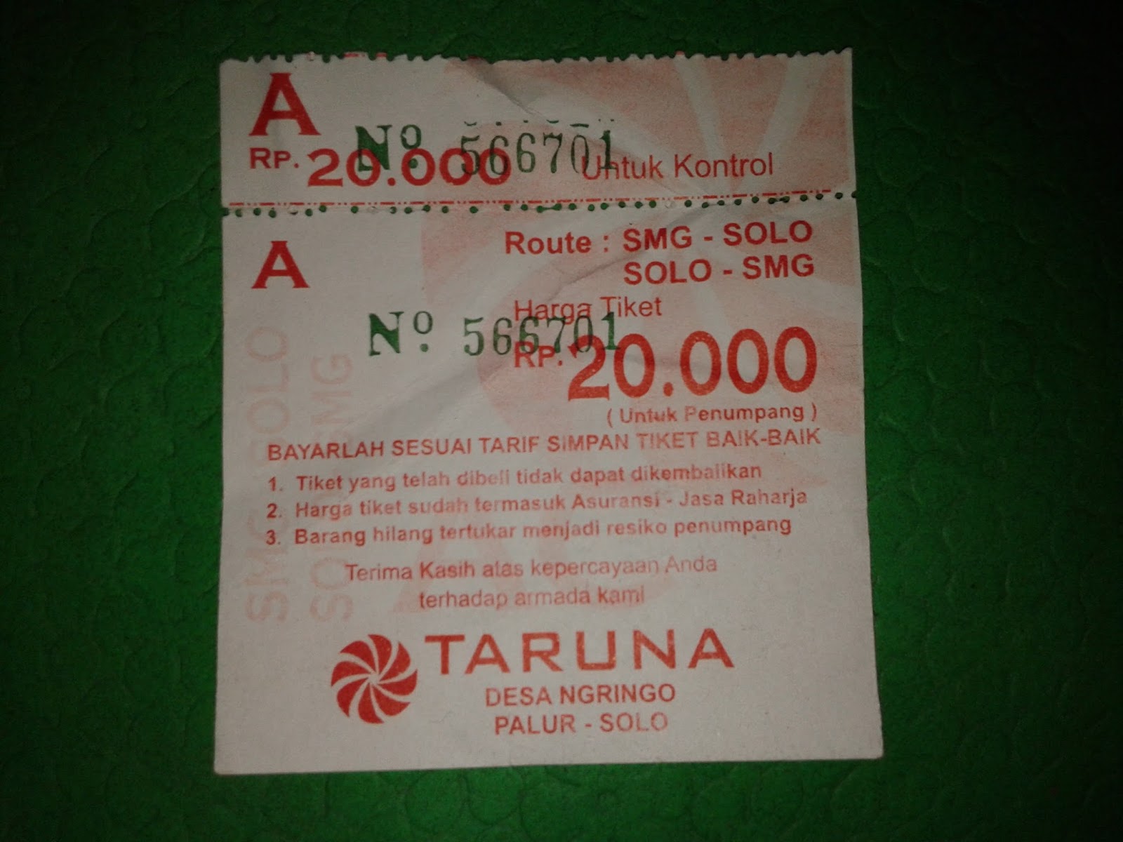 Caper Touring "One Stop Journey": Koleksi Karcis Bus