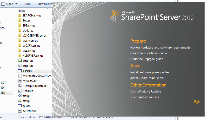 Me & My SharePoint: Install SharePoint 2010 on Windows Server 2008 R2