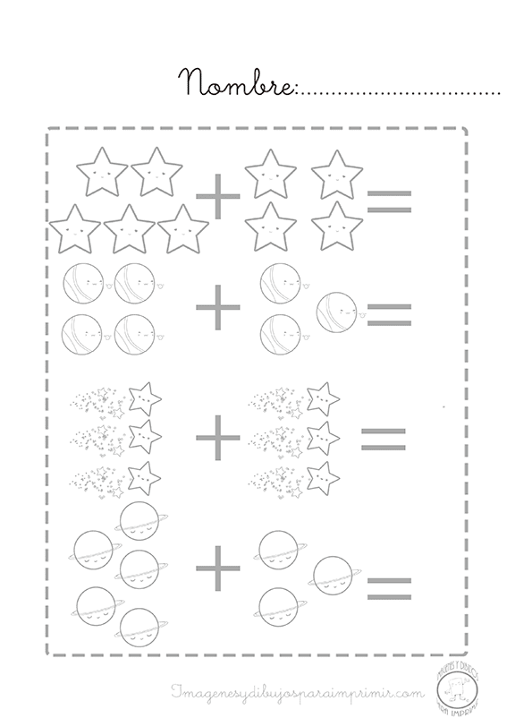 Sumas para imprimir infantil-Colorear dibujos,letras, Actividades ...