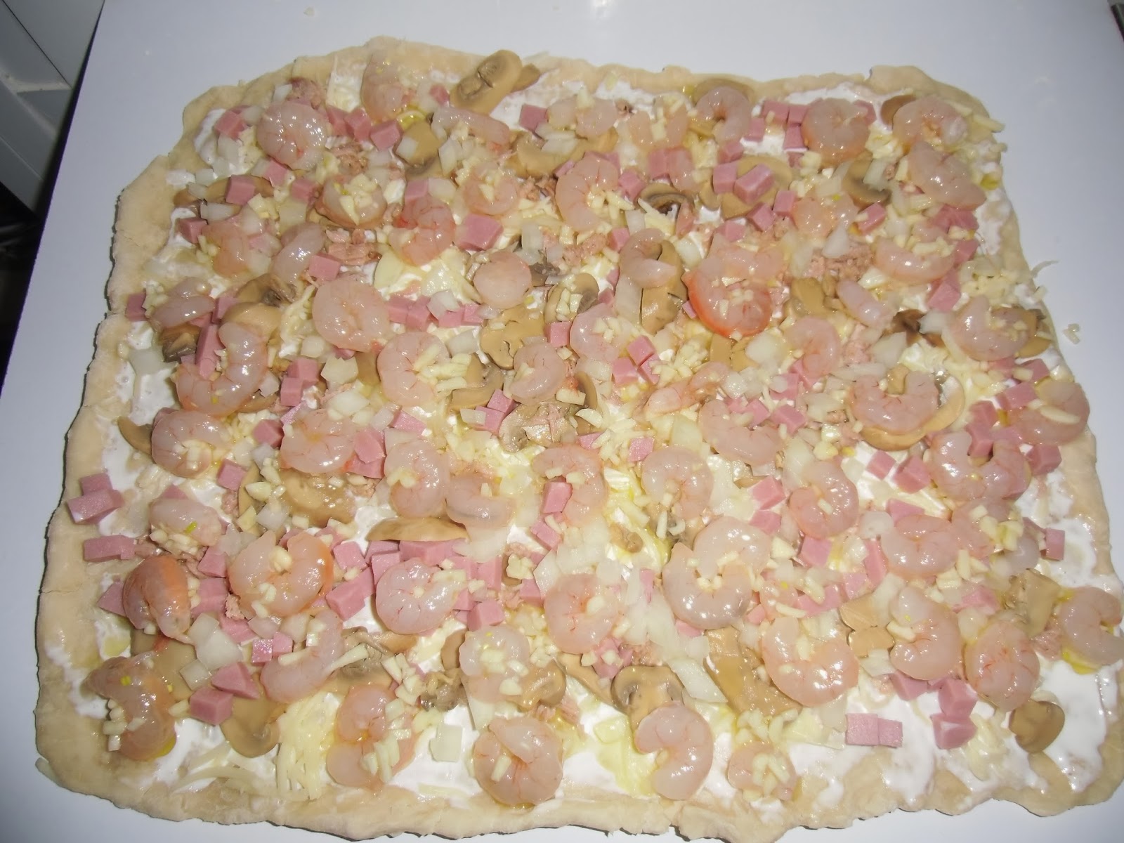 Mi Sartén: Pizza casera de gambas al ajillo