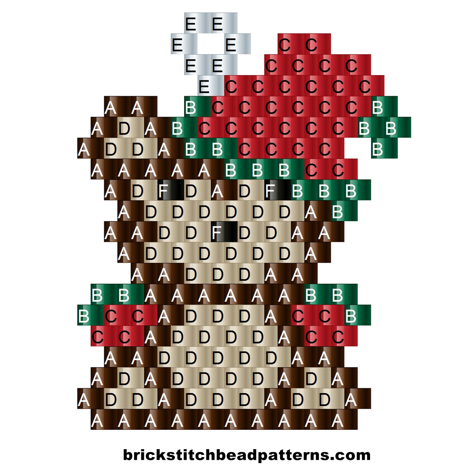 Brick Stitch Bead Patterns Journal: Small Christmas Teddy Bear Beaded ...