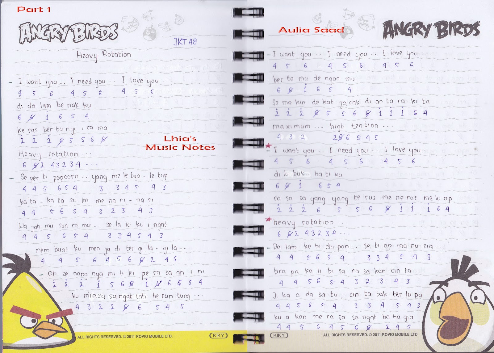 Catatan Not Lagu - JKT48, "Heavy Rotation" (Piano/Pianika Pemula ...