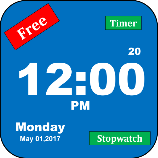 Digital Clock with Seconds, Stopwatch and Battery Percentage: Digital ...