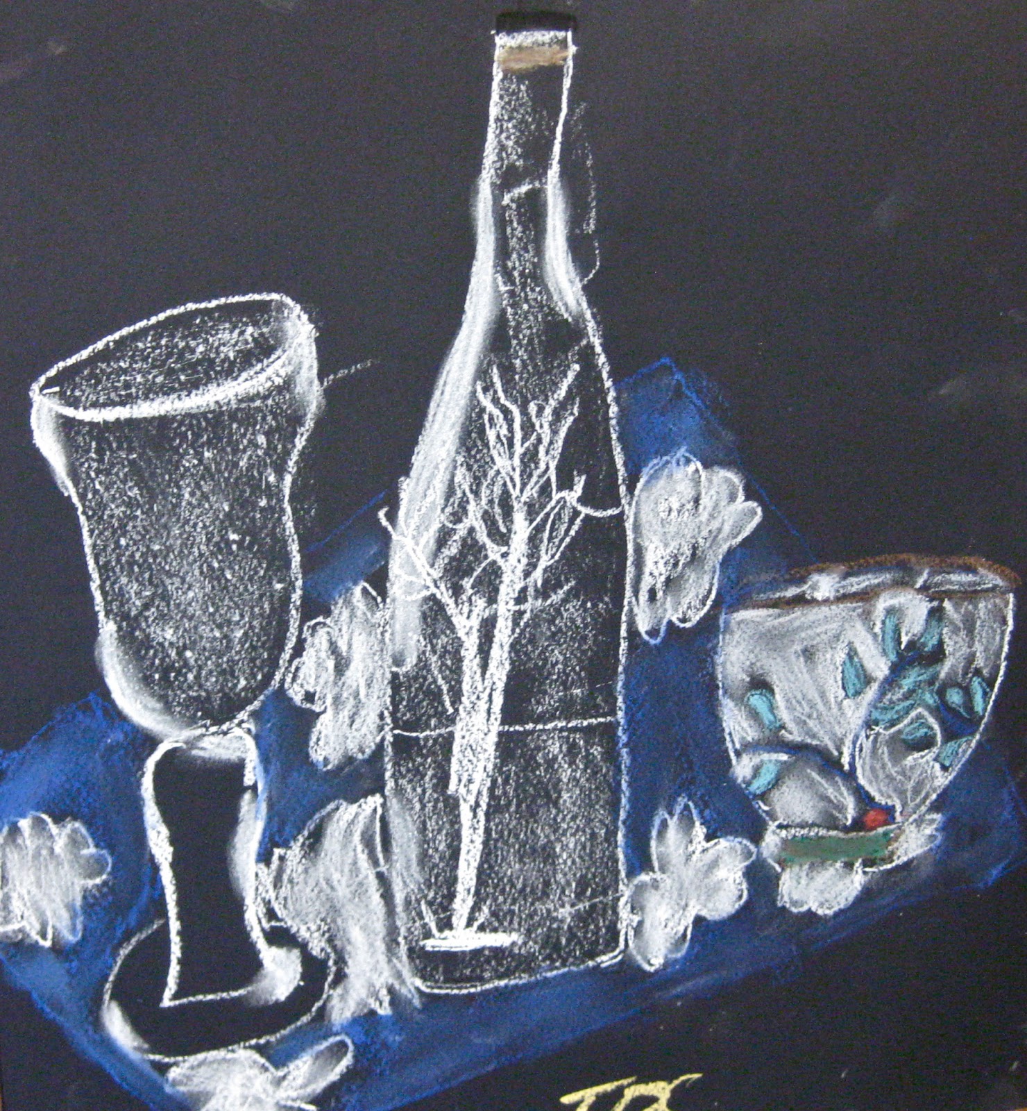 Susan's Art Club: Still Life on Black paper using Pastels
