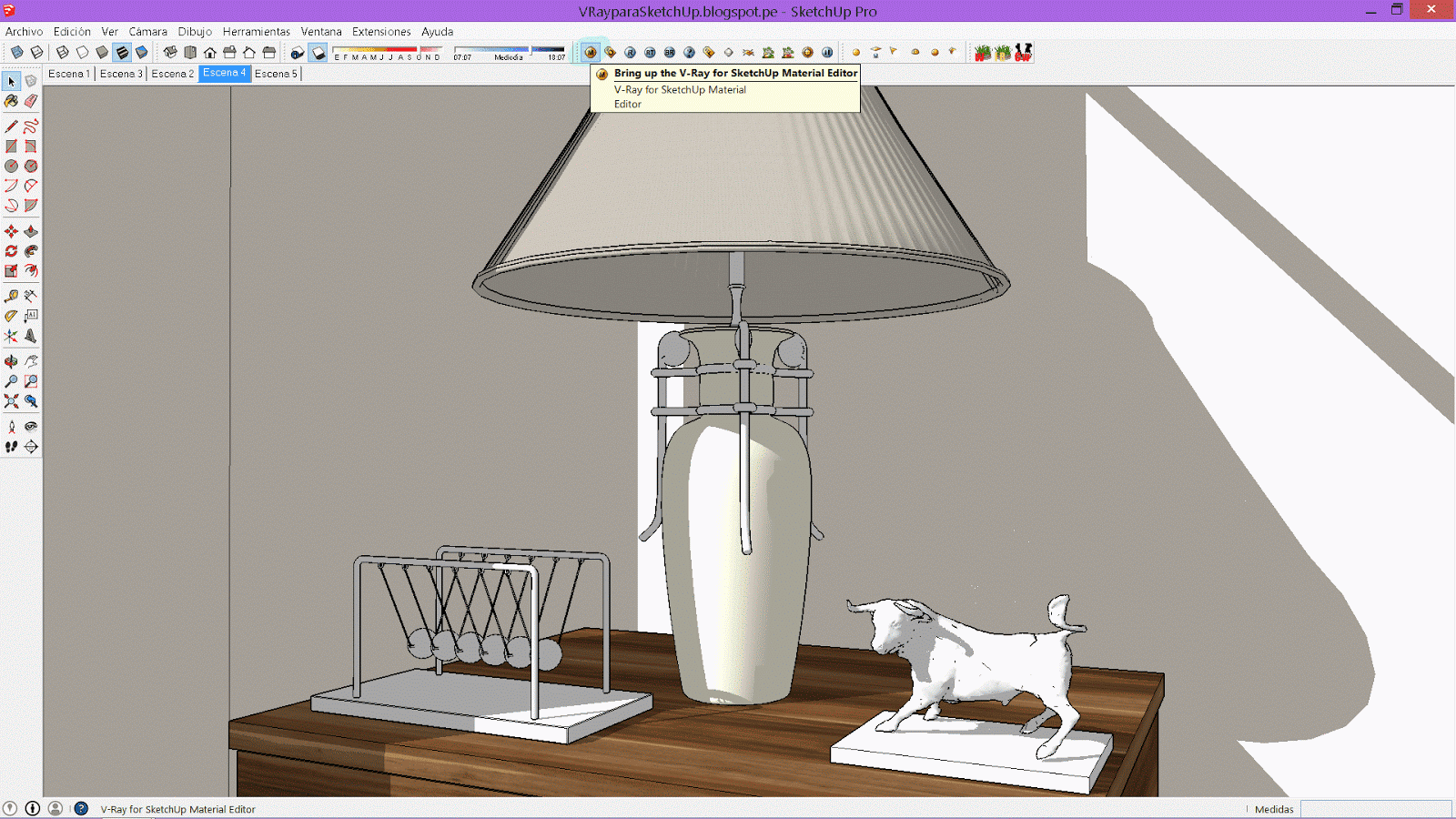 Renderizar con VRay 2.0 para SketchUp: Crear Acero brillante