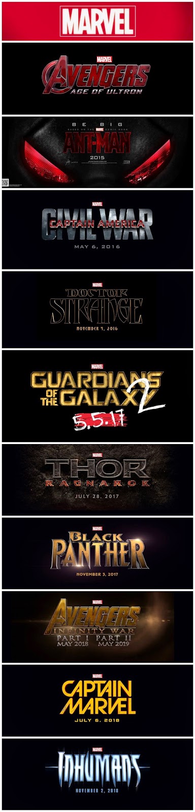 Marvel Cinematic Universe Phase 3 Lineup