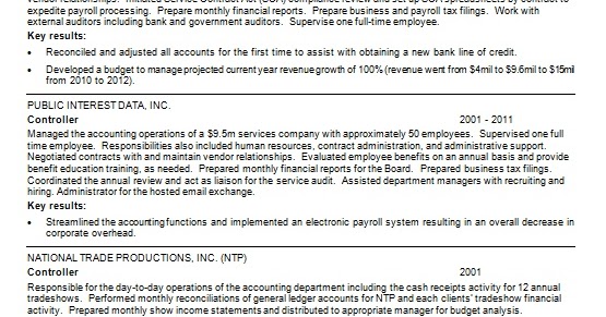 Controller Resume Examples In Word Format Free Download