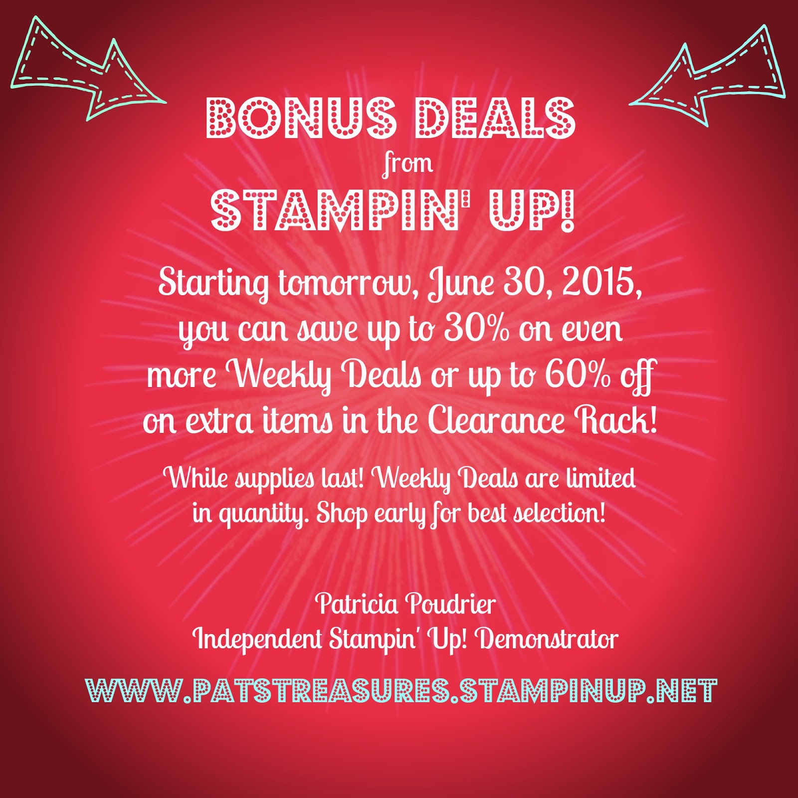Pat's Creative Treasures: Bonus Deals From Stampin' Up!