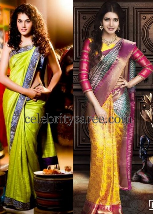 Samantha and Tapsee Silk Saris - Saree Blouse Patterns