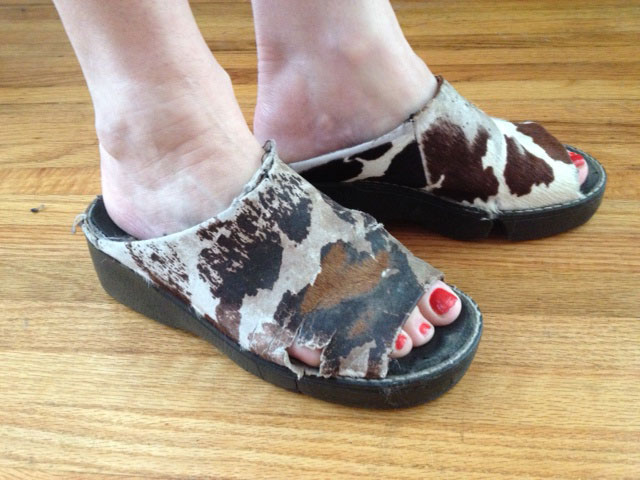 SpyGirl: Foot Fetish: Cow Print Slides