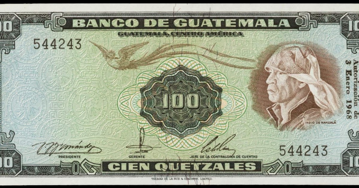 Guatemala 100 Quetzales banknote 1968|World Banknotes & Coins Pictures ...