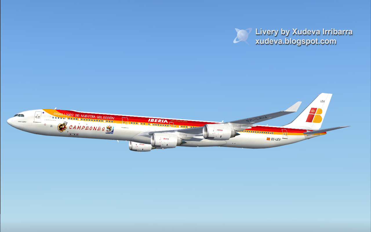 xudeva.blogspot.com: Iberia Airbus A340-642 EC-LEV "Campeones" - para ...