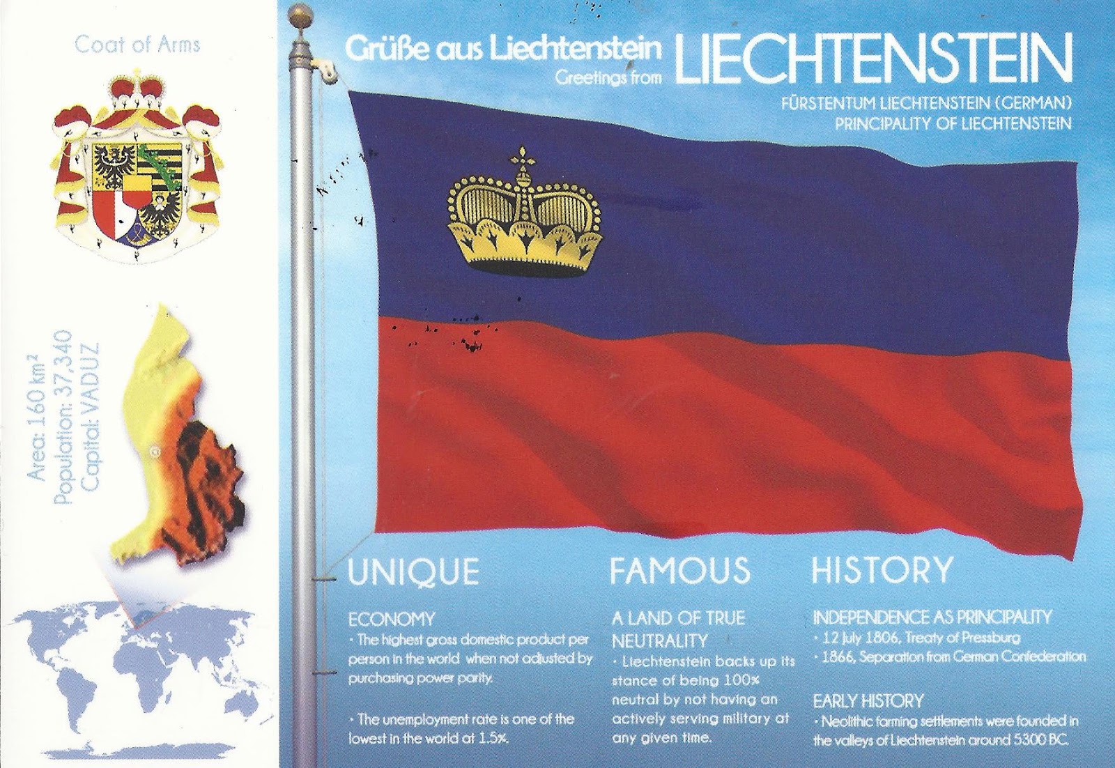 A Journey of Postcards: Flags of the World | Liechtenstein