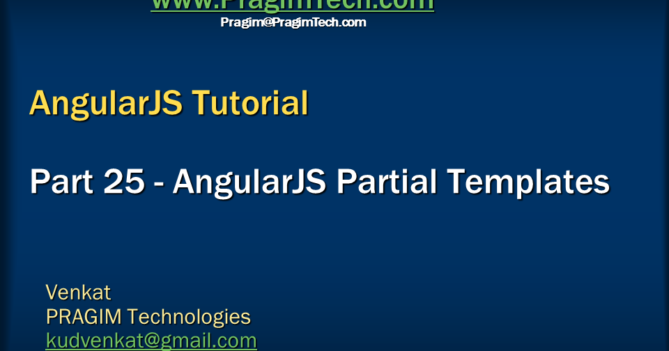 Sql Server Net And C Video Tutorial Angularjs Partial Templates
