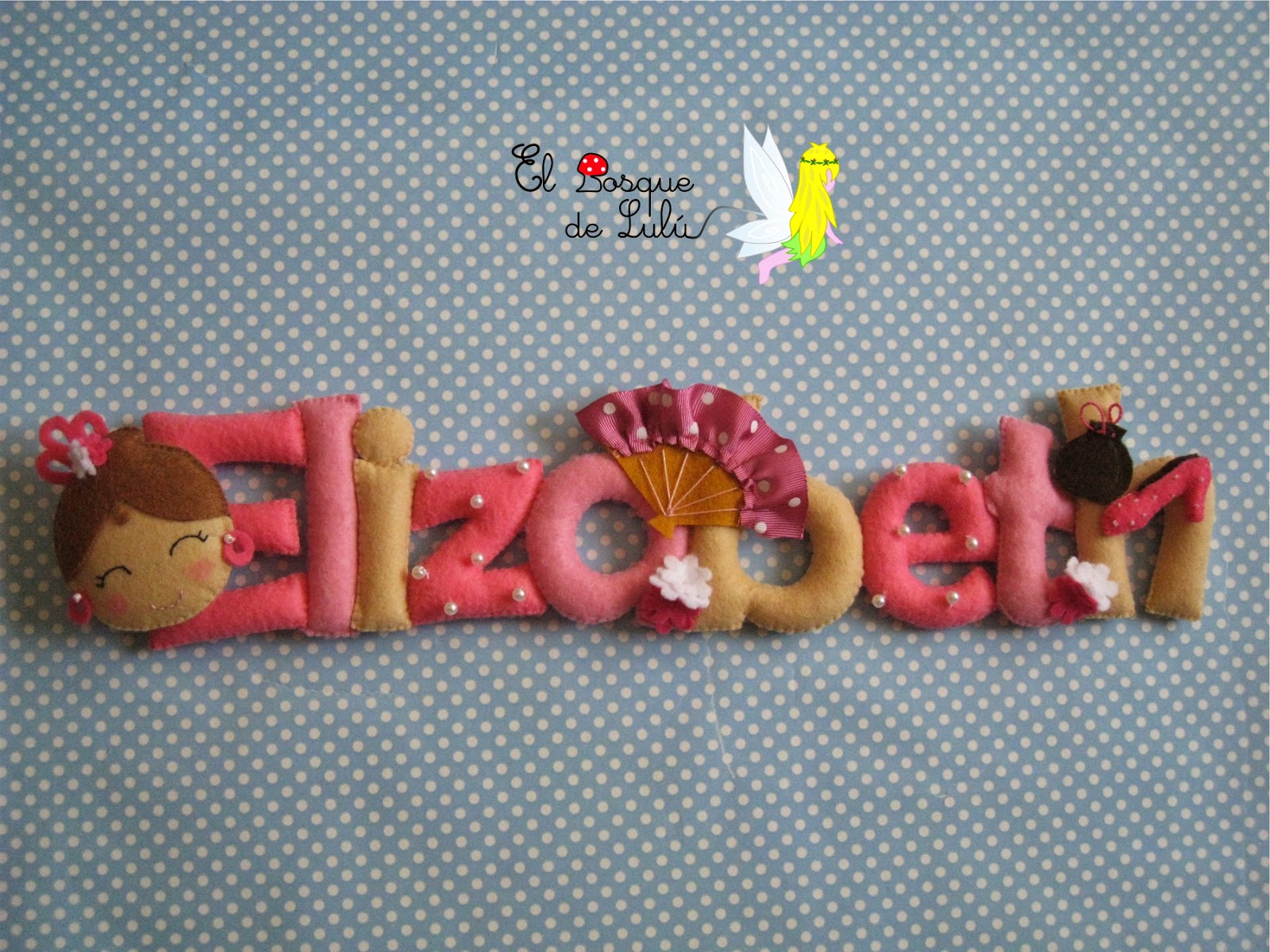 El Bosque de Lulú: Nombre decorativo en fieltro para Elizabeth