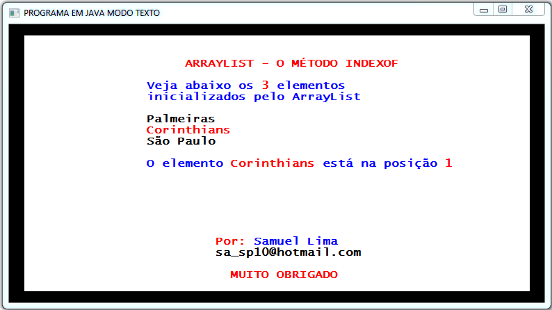 Samuel Lima - Programador C/C++/Java: ArrayList - o método indexOf