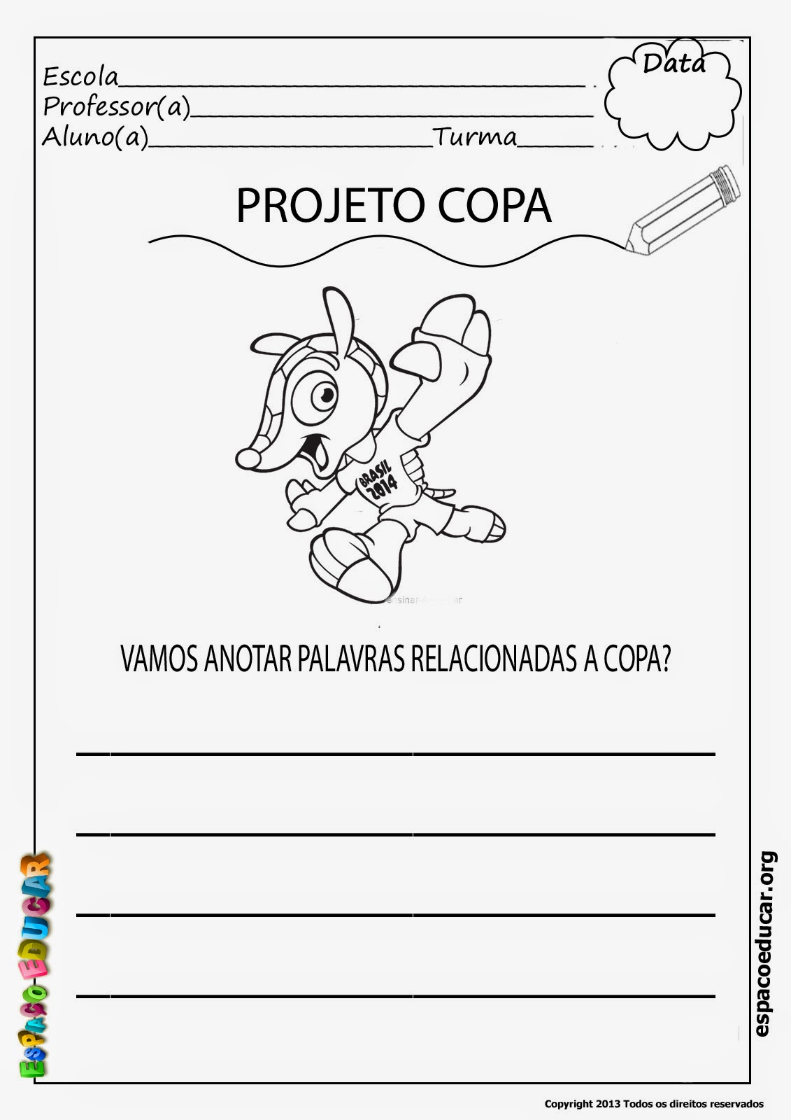 DESENHOS DO FULECO PARA COLORIR - ATIVIDADES SOBRE A COPA DO MUNDO NO ...