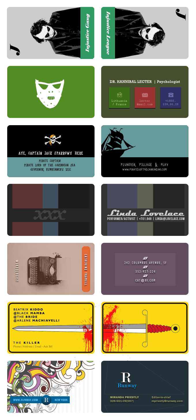 Uninvited Design: Popular Film Characters’ Visiting Cards