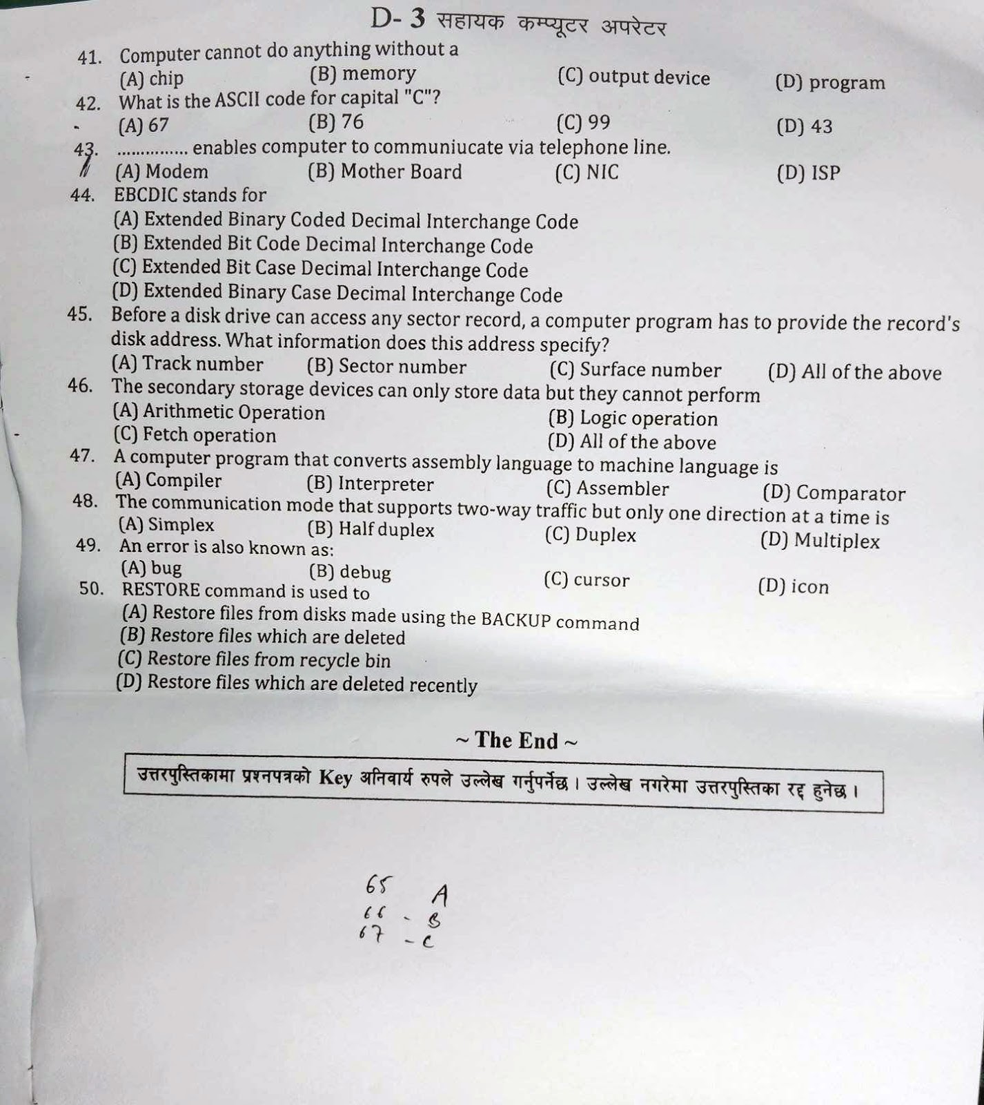 www.bhaibibek.blogspot.com: Solved Question Paper Assistant Computer ...
