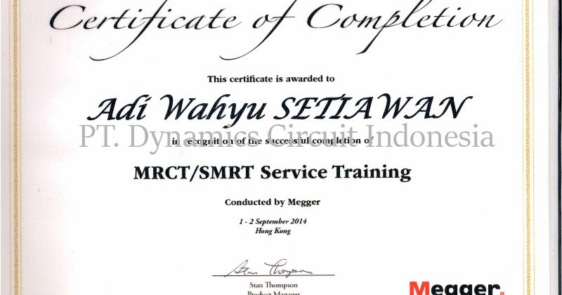 Certificates | REPAIR MEGGER