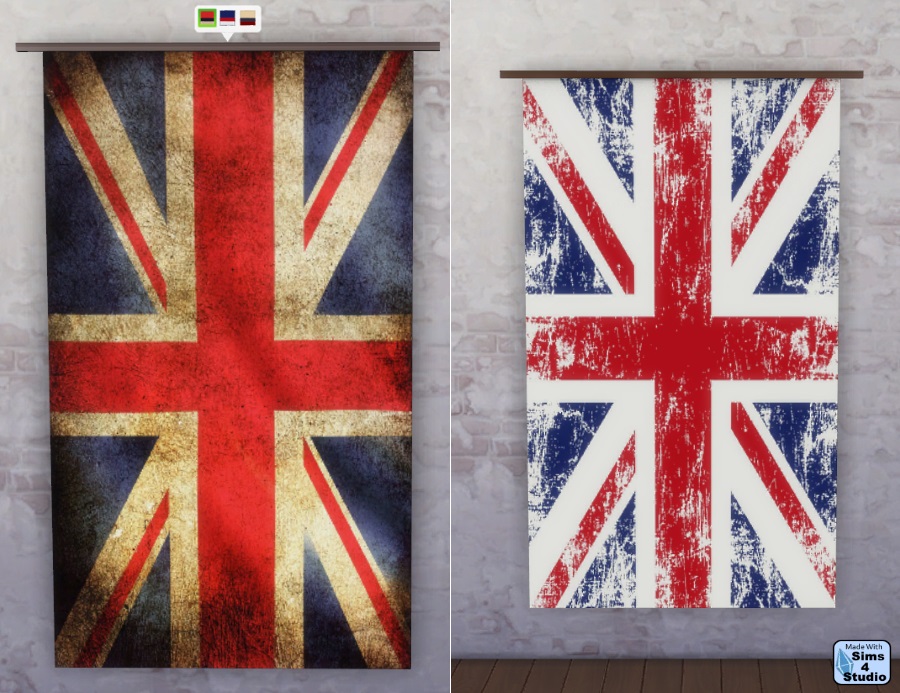 Union Jack Wall Flags by OM - Sims Find CC >> Custom Content Search and ...