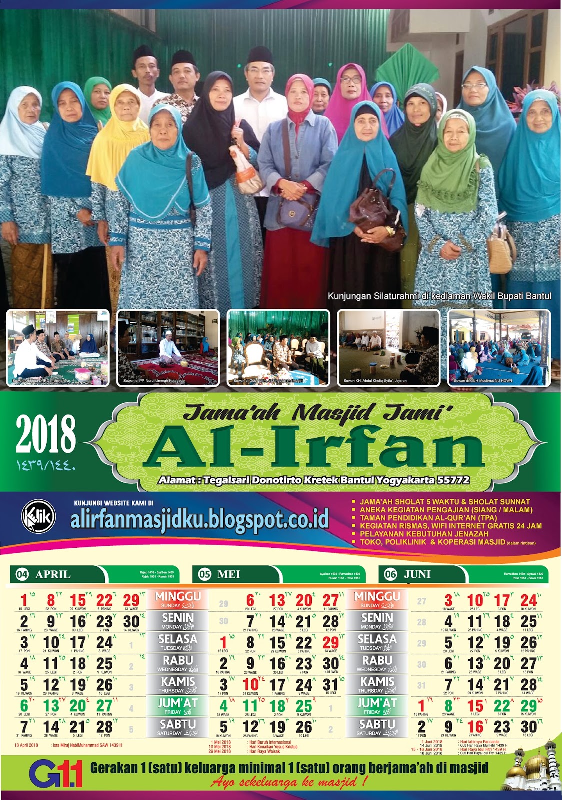 KALENDER 2018 FULL COLOR ~ Masjid Besar Al-Irfan