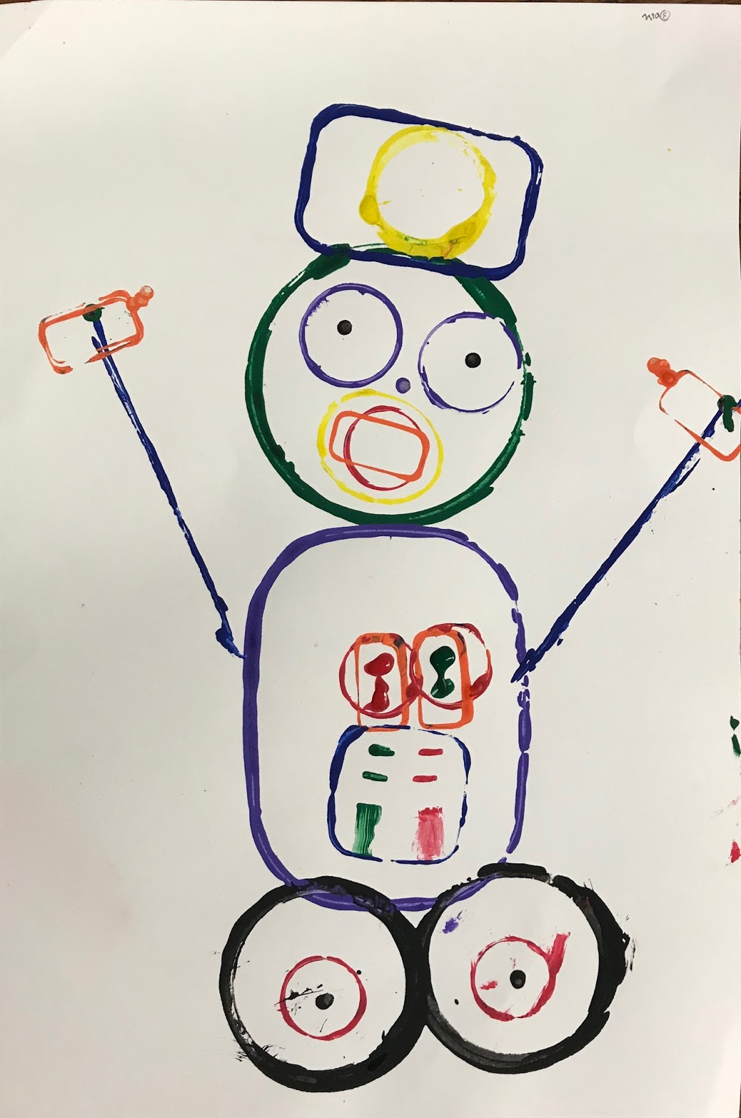 Kathy's Art Project Ideas: Recycle Printmaking Robot Art Lesson