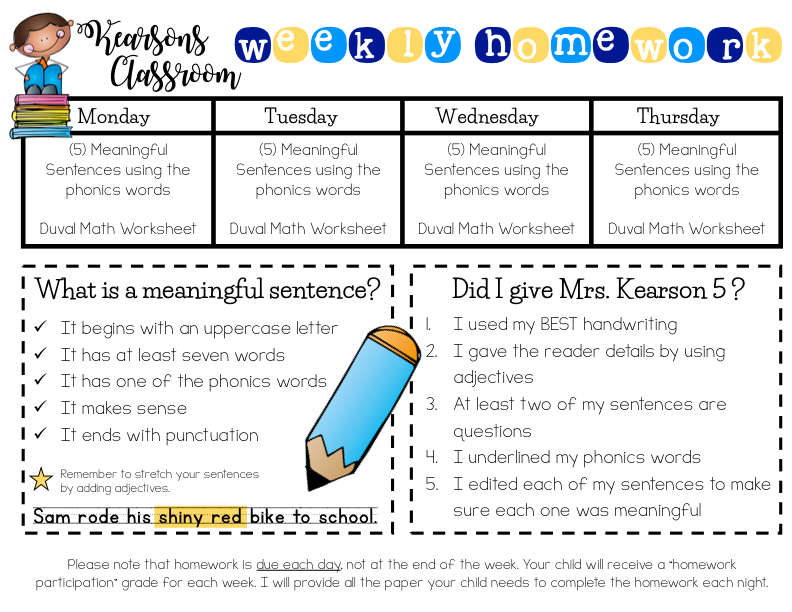 Kearson's Classroom: Meaningful Sentences