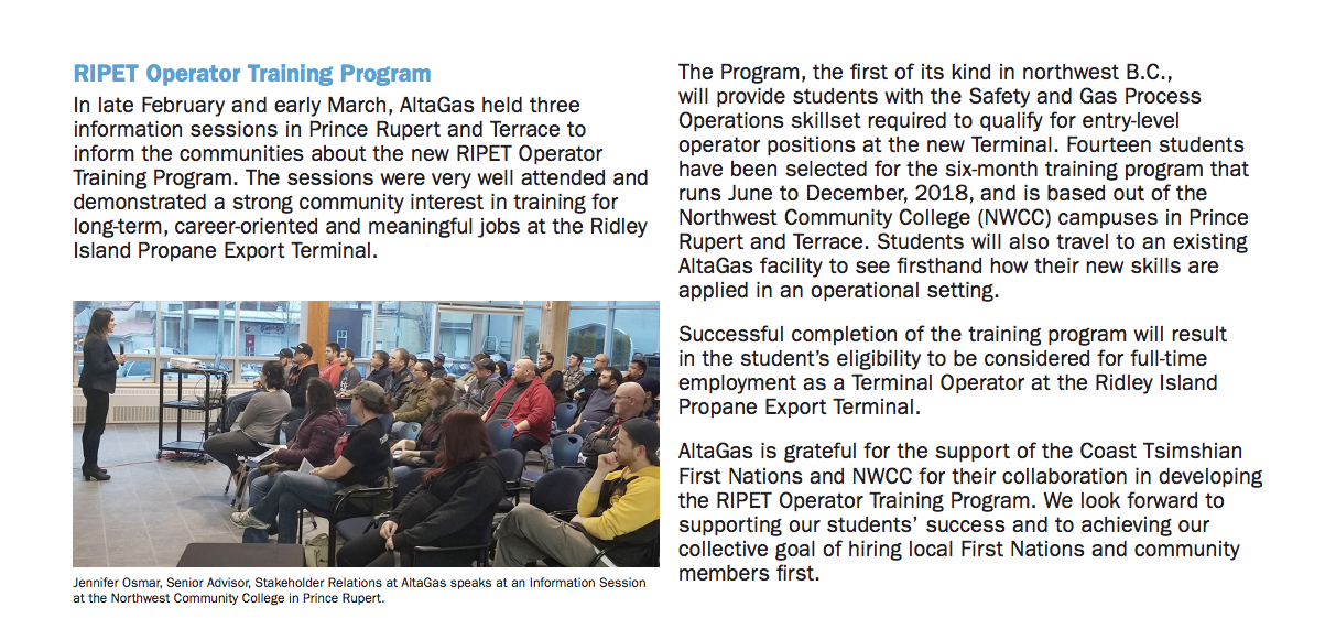North Coast Review: Fourteen applicants selected for AltaGas training ...