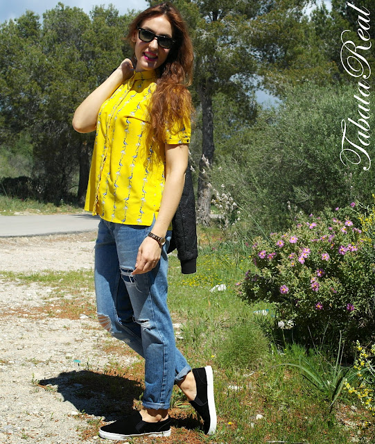 TabataReal: Outfit BLUE FLAMINGOS & RIPPED JEANS