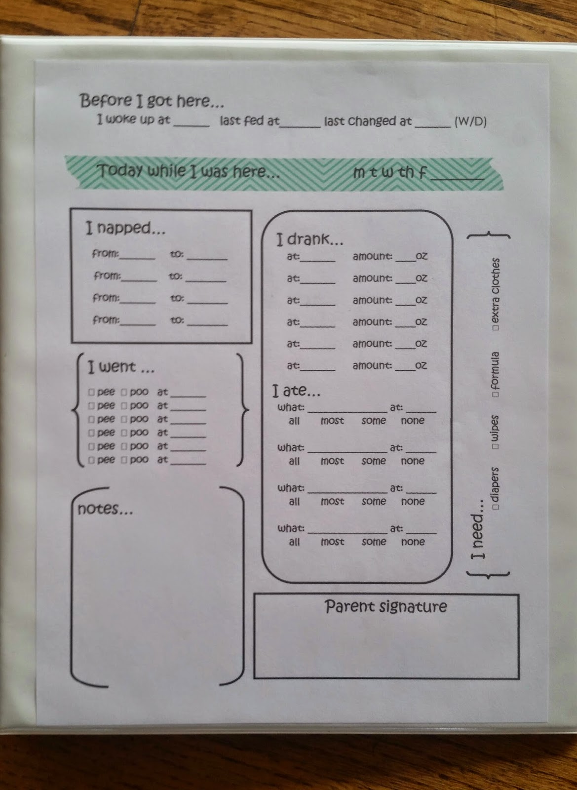 AllThingsLittlePeople: Daycare Sign In Sign Out Binder