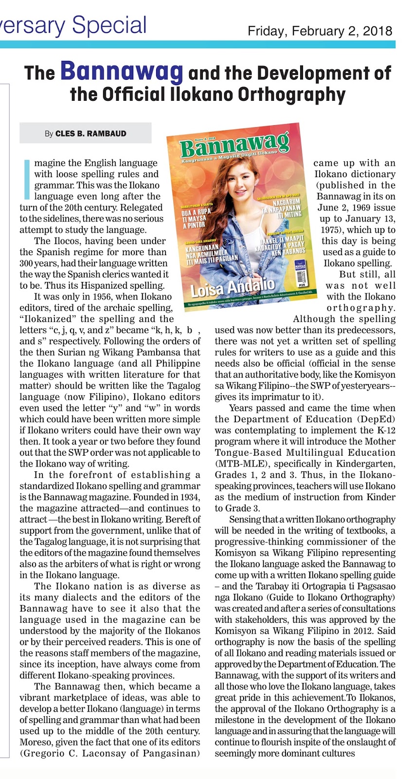 Manipud Kadagiti Editor ti Bannawag: The Bannawag and the Development ...