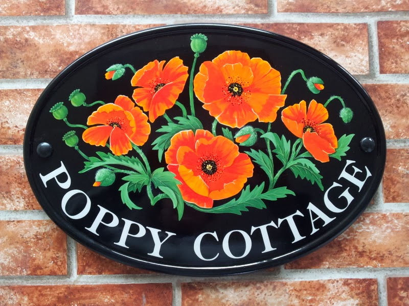 Pictorial House Signs from Yoursigns Ltd: Poppy Cottage house sign